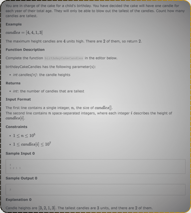 Birthday Cake Candles Java Hackerrank Solution